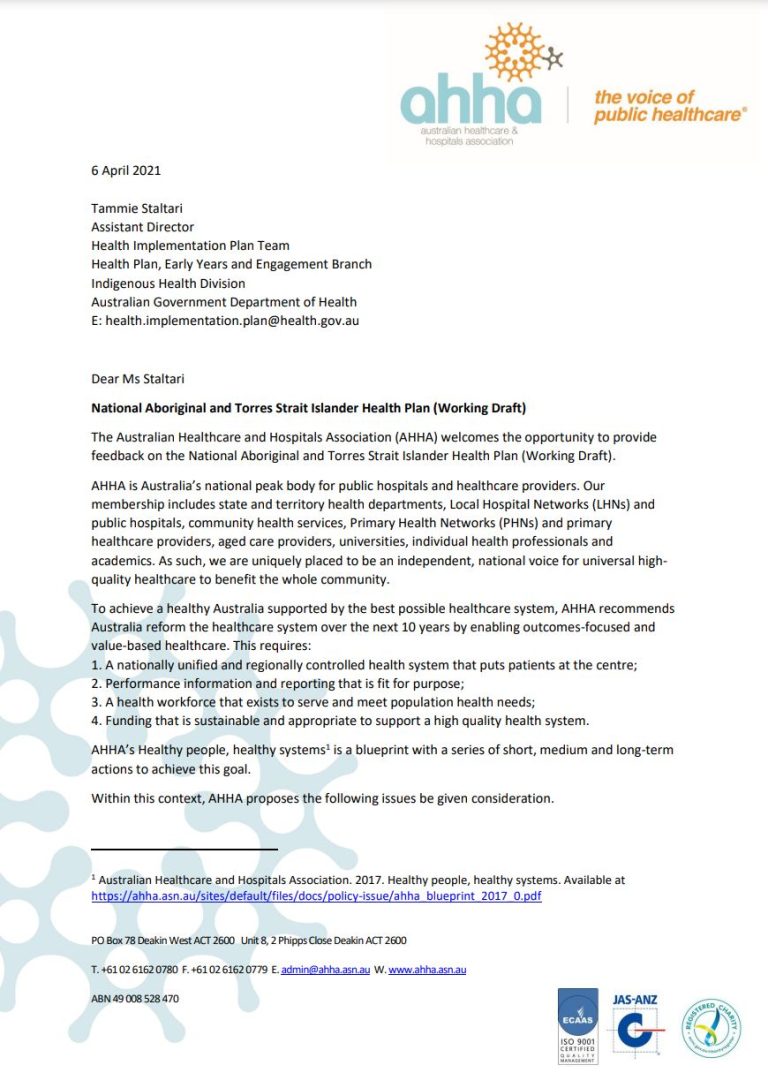 AHHA response to the National Aboriginal and Torres Strait Islander ...