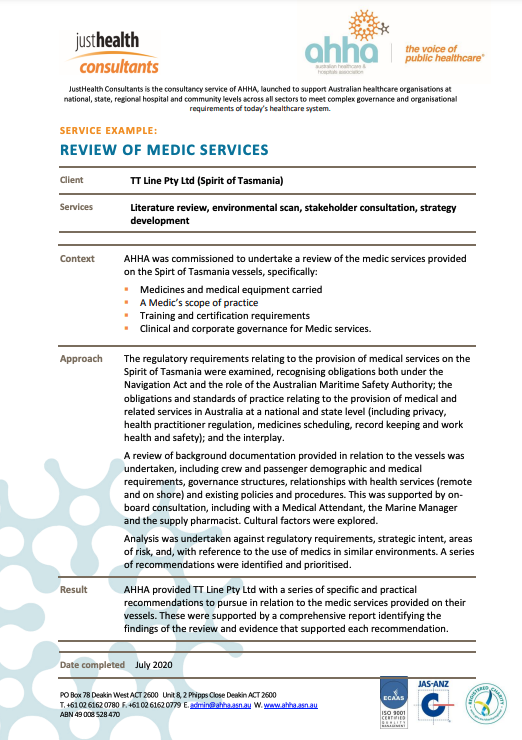 Review of medic services - AHHA