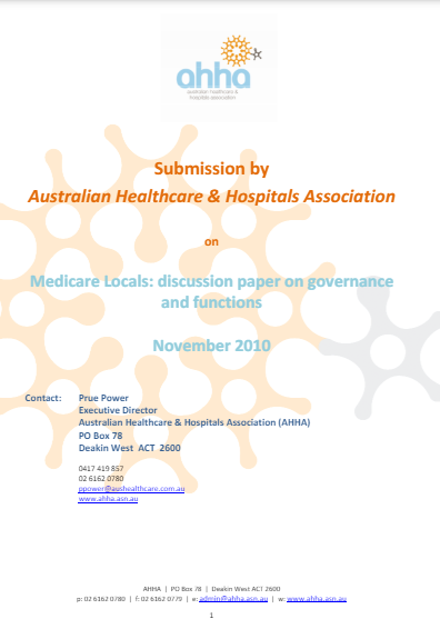 AHHA Submission - Medicare Locals - AHHA