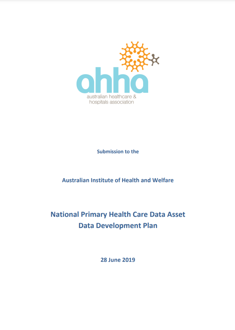 AHHA Submission to the AIHW National Primary Health Care Data Asset ...